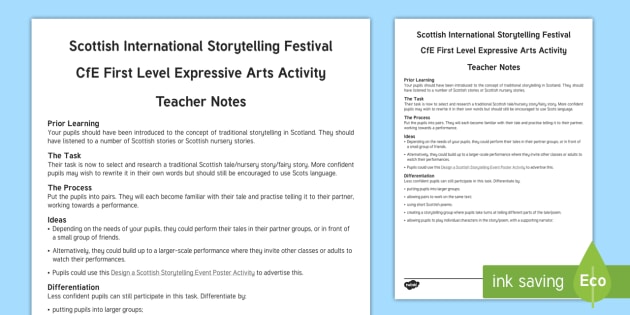 Scottish International Storytelling Festival Expressive Arts CfE First ...