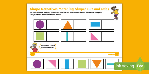 👉 Shape Detectives Matching Shapes Cut and Stick Activity
