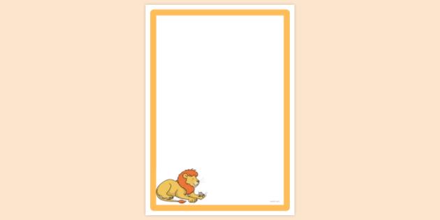 Simple Blank Lion with Mouse in Paw Page Border | Twinkl