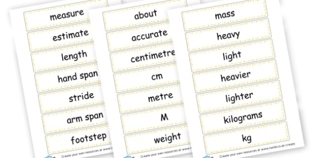 Measurement Vocabulary Cards | twinkl.com.au