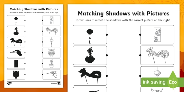 Chinese New Year Shadow Matching Worksheet (teacher made)