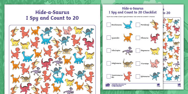 Hide-a-Saurus I Spy and Count Activity to 20 (teacher made)