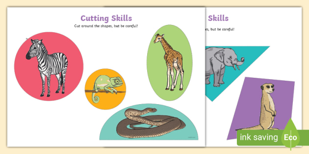 Safari Themed Cutting Skill Worksheet / Worksheets- jungle, fine motor ...
