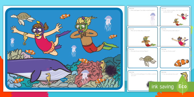 Under the Sea Scene and Question Cards (teacher made)