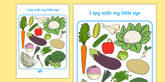 Vegetables Worksheet for Kids - I Spy With My Little Eye