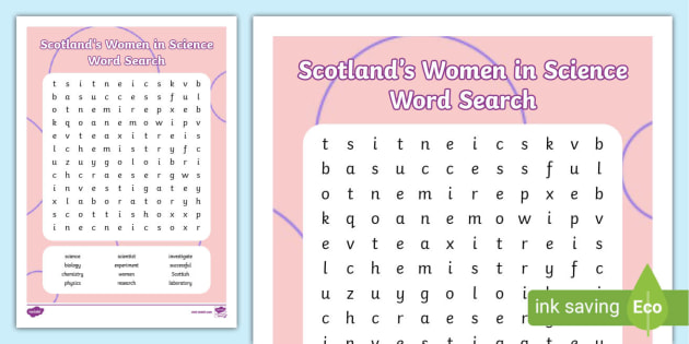 Scotland's Women in Science Word Search (teacher made)