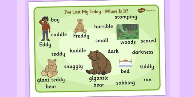FREE! - Ive Lost My Teddy Where Is It Word Mat Images