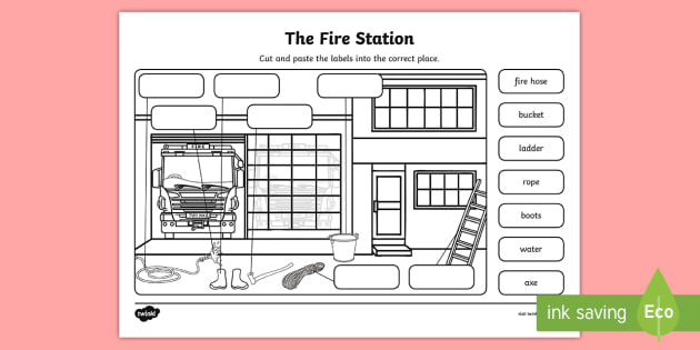 The Fire Station Aistear Differentiated Labelling Worksheet