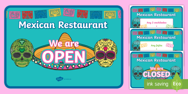 Mexican Restaurant Role Play Signs (teacher made)