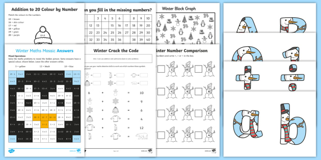 CfE First Level Winter Numeracy Resource Pack (teacher made)
