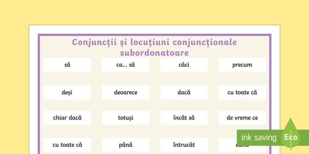 Conjuncții subordonatoare - Planșă (teacher made)