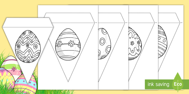 Black and White Easter Egg Bunting (teacher made)