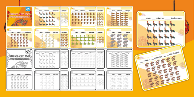 Chinese New Year Array Challenge Cards | Printable | Twinkl