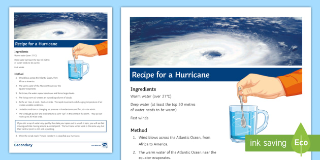 Recipe for a Hurricane Fact Sheet (Teacher-Made)
