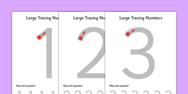 Large Tracing Numbers - education, home school, children , free