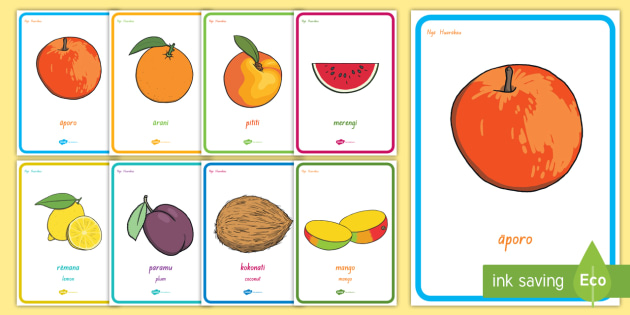 FREE! - Fruits A4 Display Posters Te Reo Māori - Fruits, Display Poster in