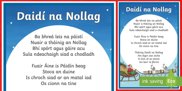Daidí na Nollag, Dán Display Poster-Irish - Santa Claus, Daidí na Nollag