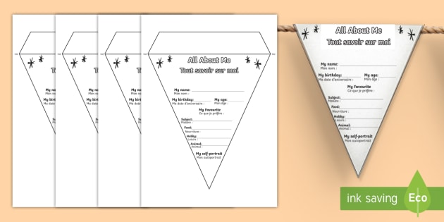 All about me Display Bunting - French - All About Me Bunting