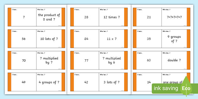 7 Times Table Activity Loop Cards (teacher made)