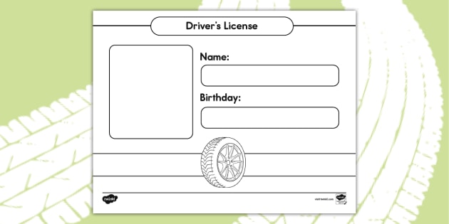 Auto Repair Shop Dramatic Play Make Your Own Driver's License Activity