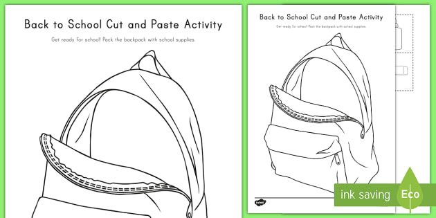 Back to School Cut and Paste Worksheet / Activity Sheet - USA