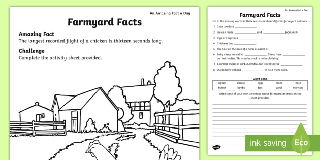 Farmyard Facts Worksheet - Farm Facts - KS1 - Twinkl