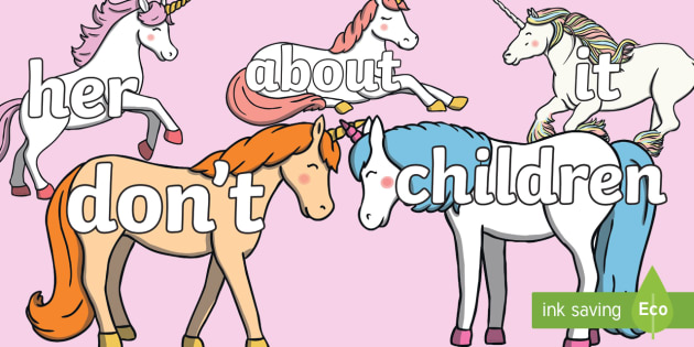 High Frequency Words on Unicorns | Unicorn Words Unscrambled
