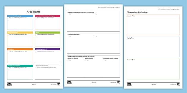 EYFS Editable Continuous Provision Plan - Early Years Planning EYFS Editable Continuous Provision Plan - Early Years Planning