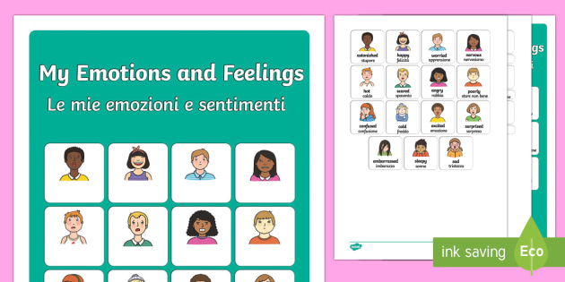 My Emotions and Feelings Vocabulary Matching Mat English/Italian - My