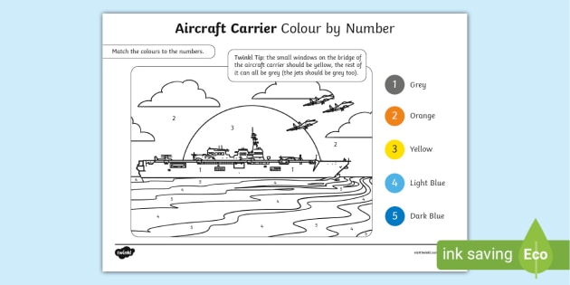 FREE! - Aircraft Carrier Colour by Number Worksheet