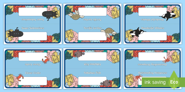 Under the Sea Themed Table Signs (teacher made)