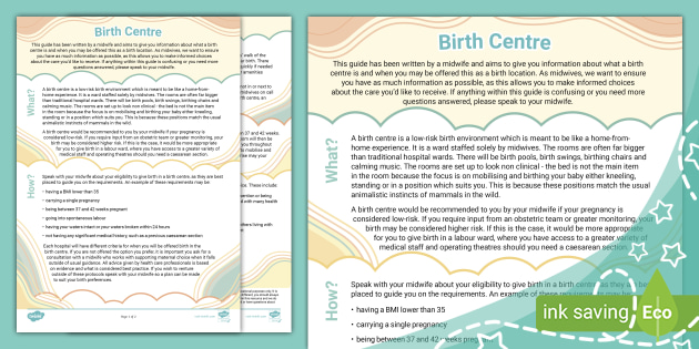 Information Sheet: Birth Centre (teacher made)
