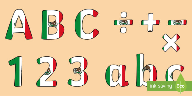Mexican Flag Bulletin Board Letters and Numbers Pack