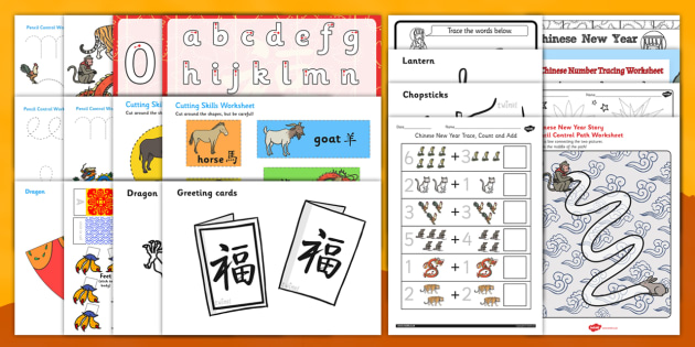 Chinese New Year Pencil Control and Scissor Skills Pack - pack