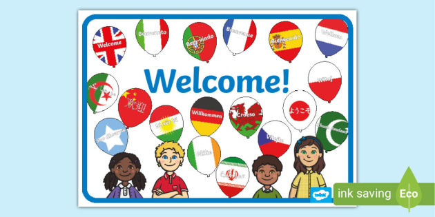Welcome Languages Poster | Printable Balloon-Themed Posters
