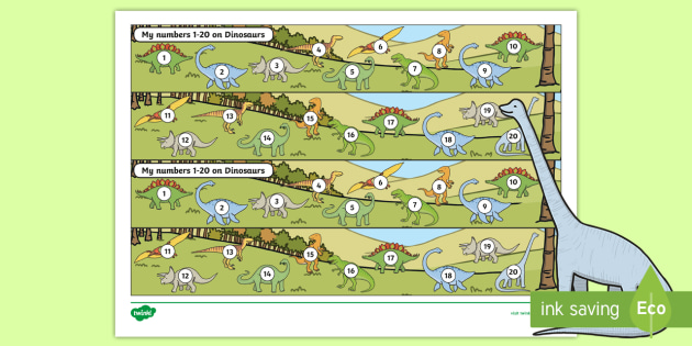 1-20 on Dinosaurs Number Strips (teacher made)