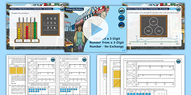👉 White Rose compatible Y3 Subtract 3-digit number no exchange
