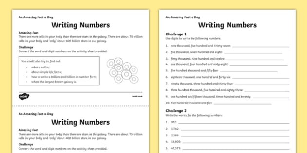 Writing Numbers Worksheet / Worksheet (teacher made)