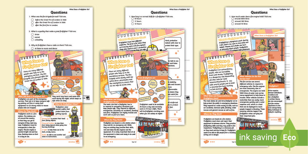 What Does A Firefighter Do? Differentiated Reading Comprehension Activity
