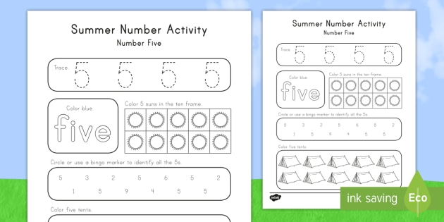 Summer Number Five Worksheet / Worksheet