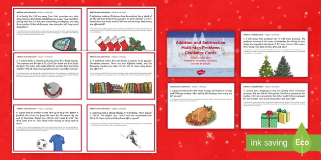 Addition and Subtraction Multi Step Word Problems Christmas Maths Challenge