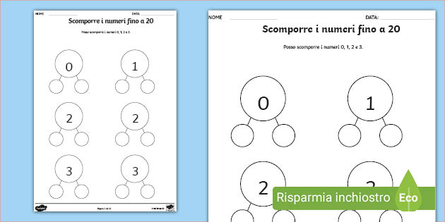 scomponi i numeri fino a 20 attività interattiva