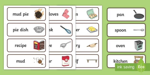 Mud Kitchen Word Cards