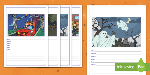 Halloween Picture Prompt Writing Frames | Teacher Made