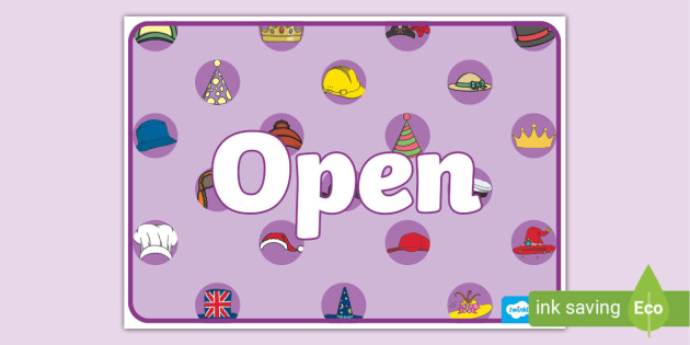 Hat Shop Open/Closed Sign - Role Play - EYFS - Twinkl