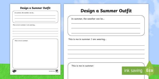 Design a Summer Outfit Worksheet / Worksheet (teacher made)