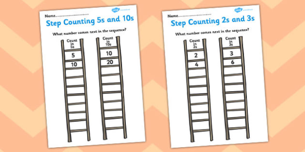 Step Counting Worksheet - step counting, counting, worksheets