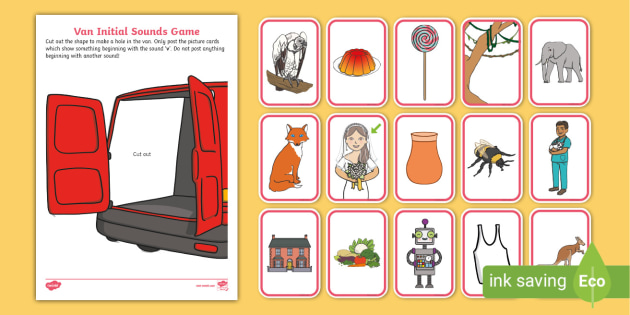 Van Initial Sound Game: Letter v (teacher made)