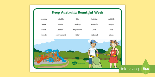 Keep Australia Beautiful Week Word Mat