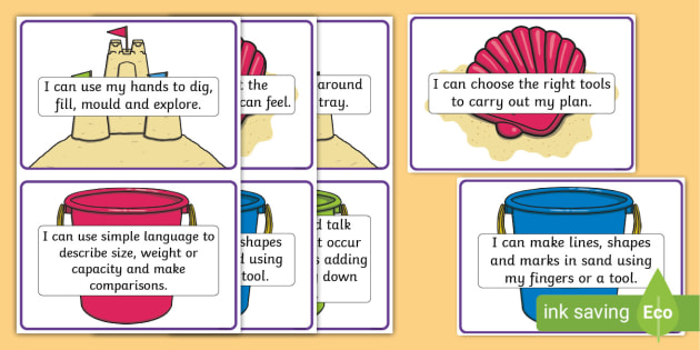 EYFS 'I Can' Sand Area Continuous Provision Prompt Cards
